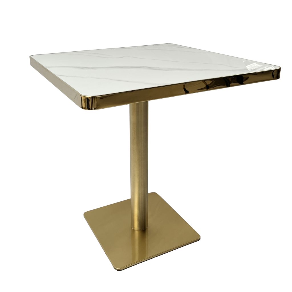 White Marble Square Table with Gold Legs