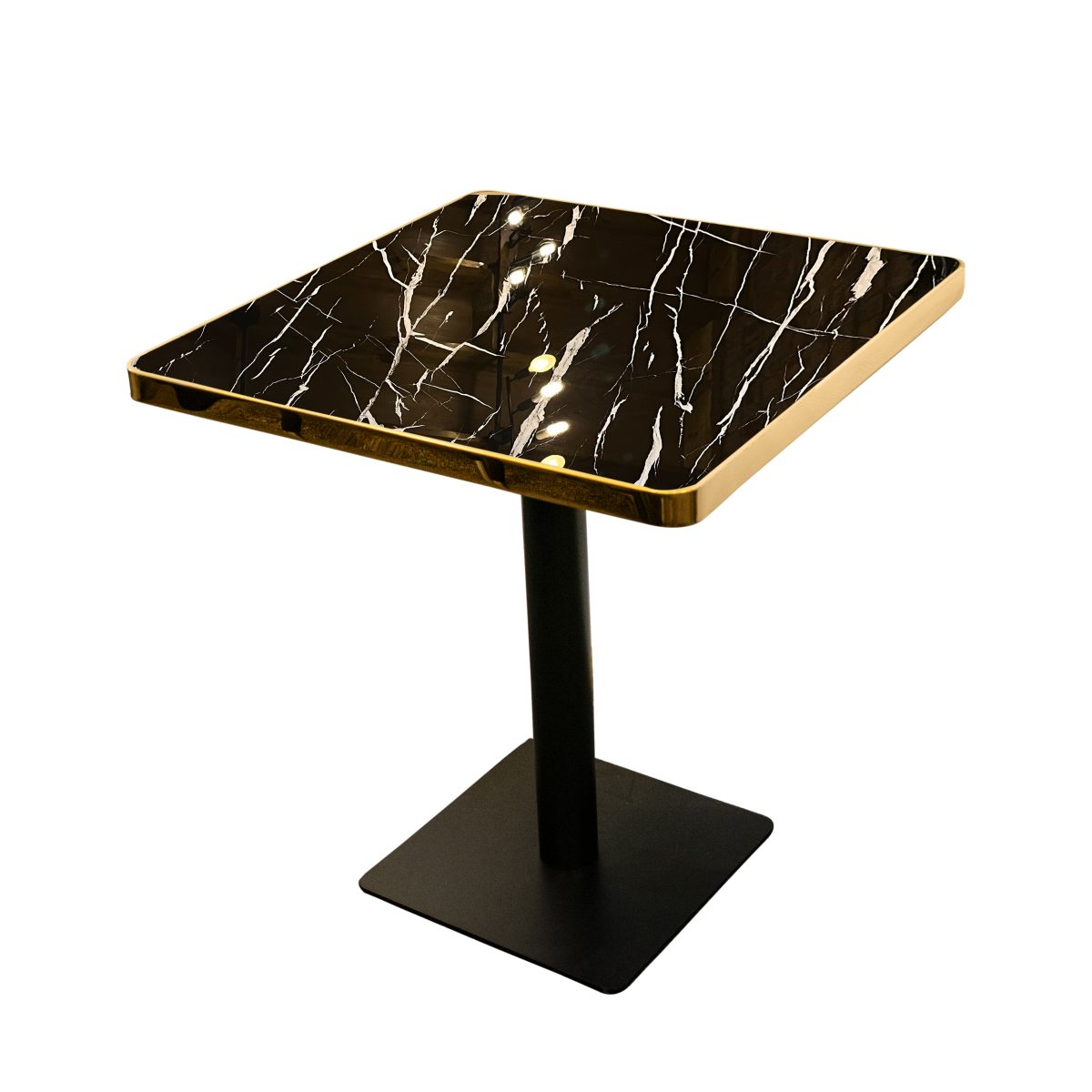 Marble Dining Table 2-4 Seat Black Flat Base - Pexlz