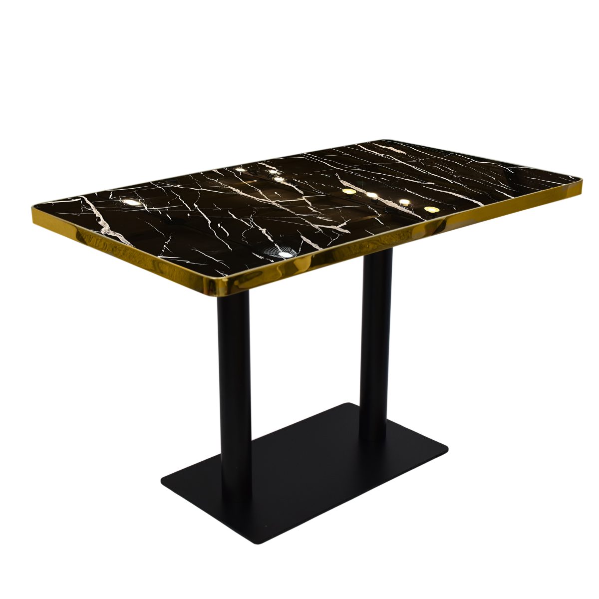 Marble Dining Table 4-6 Seat Flat Black Base - Pexlz