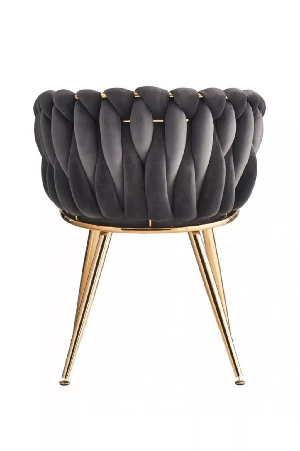 Wave Velvet Armchair with Gold Metal Legs